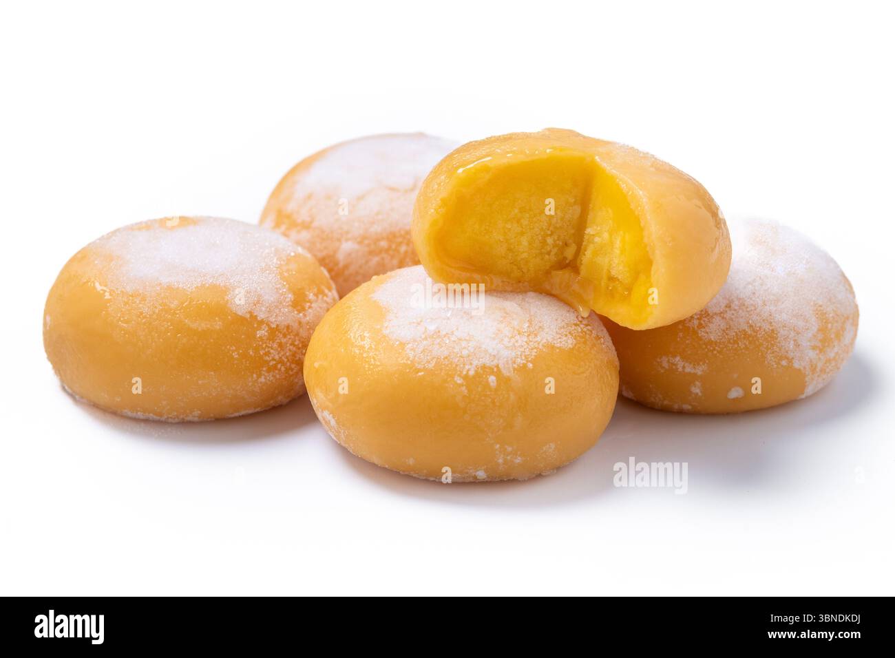 Japanese Mango ice cream mochi isolated on white background Stock Photo ...