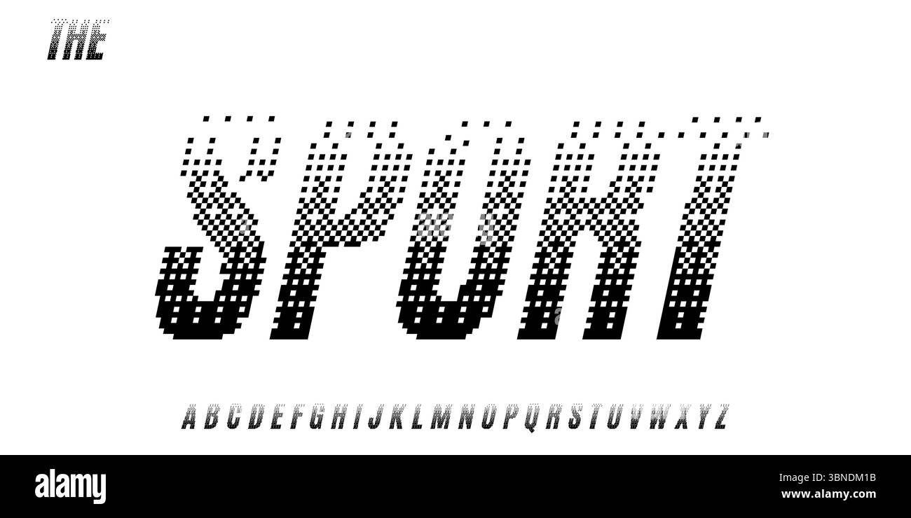 Pixel racing font, bold condensed alphabet, italic Y2K letters, cyber ...