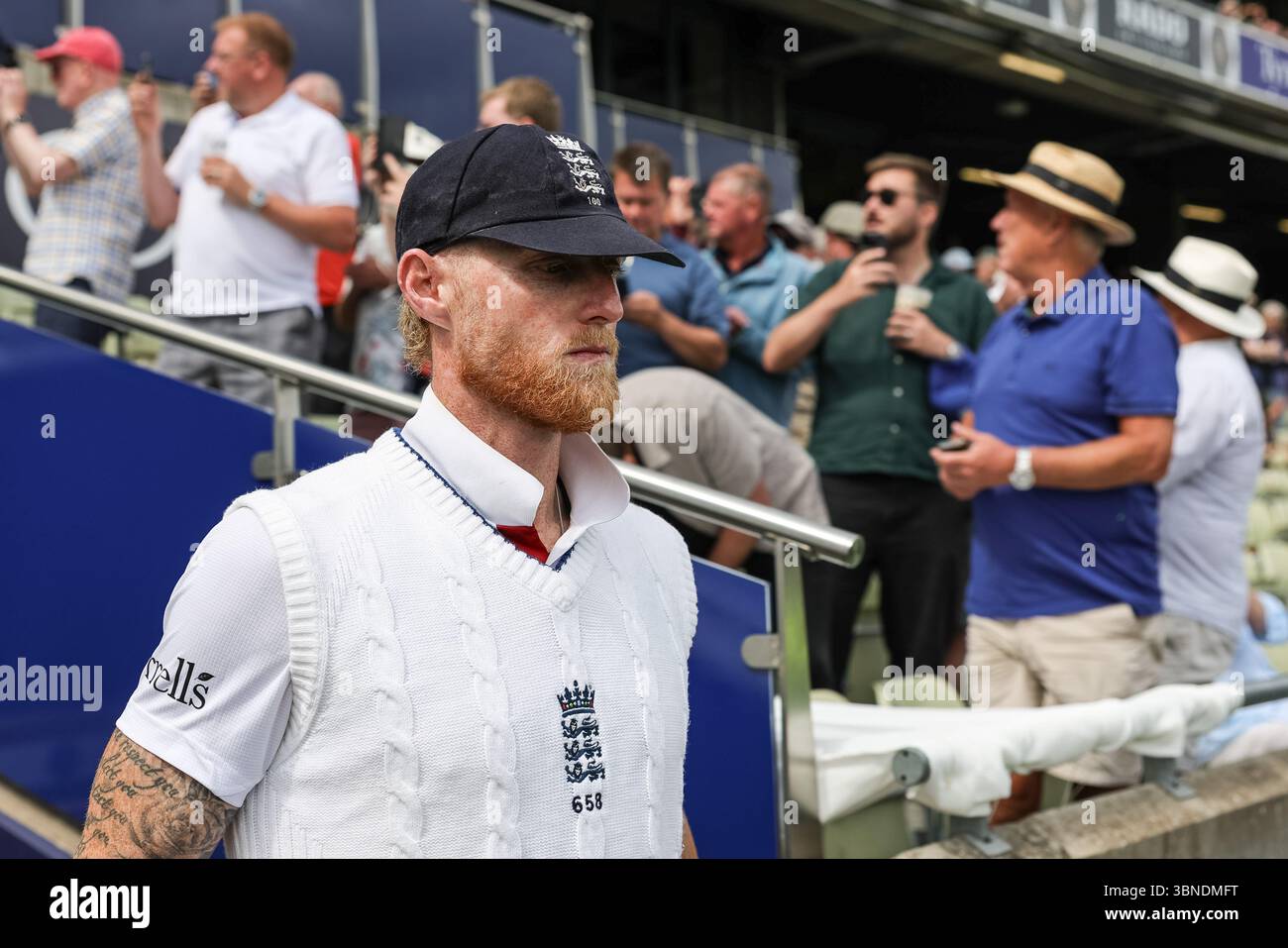 England captain Ben Stokes walks his team out during the 2nd Rothesay ...