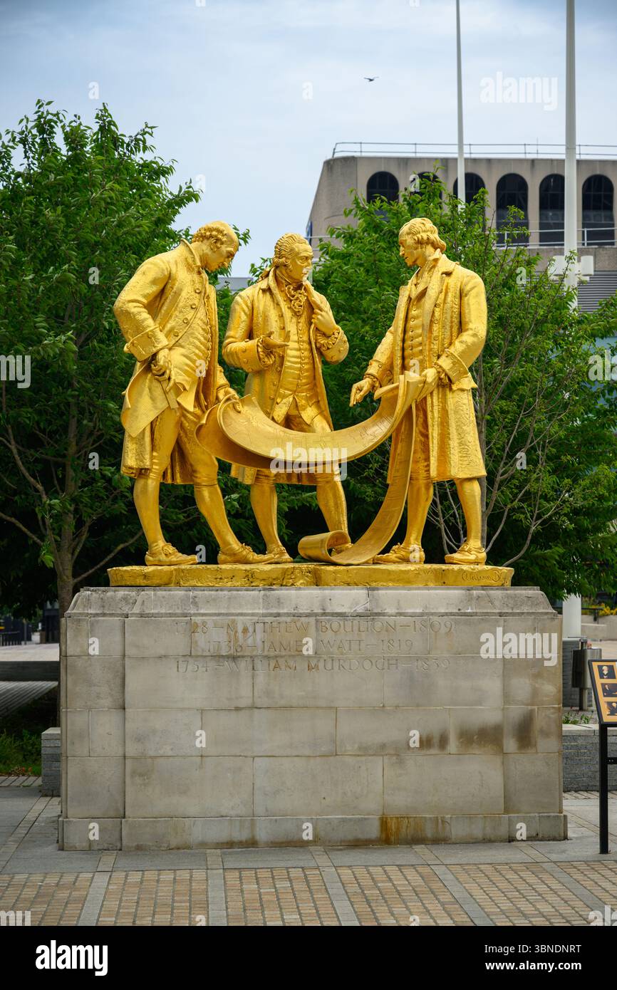 The The Golden Boys of Birmingham statue, Boulton, Watt & Murdoch at ...