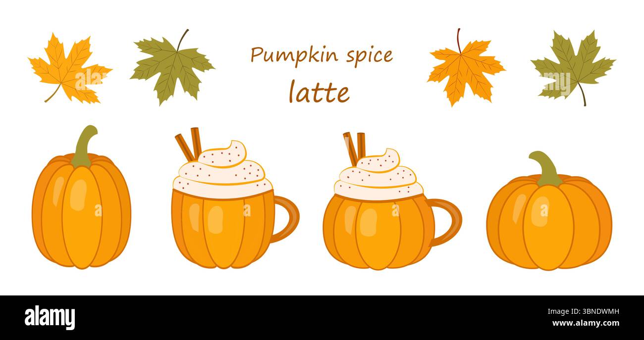 Pumpkins leaves autumn spices Stock Vector Images - Alamy
