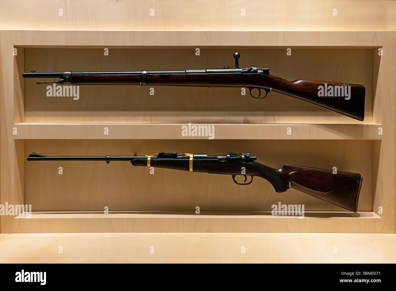 An impressive exhibit of classic and vintage rifles showcases the ...