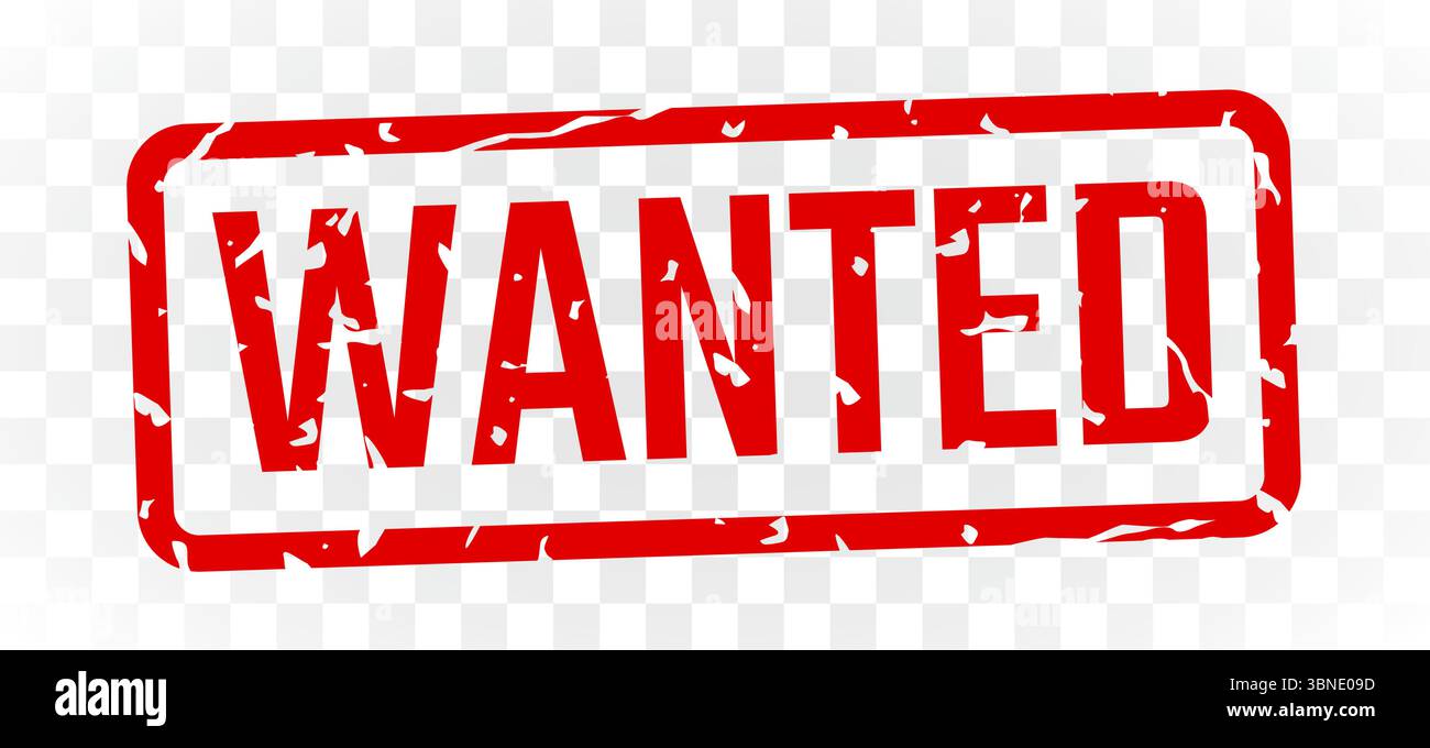 wanted stamp red ink rectangle grunge style. Vector illustration Stock ...