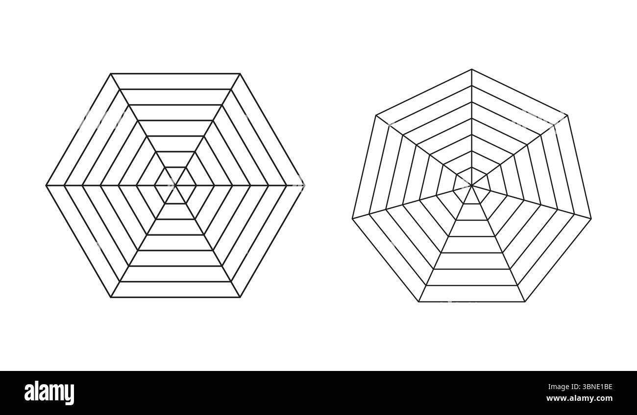 Set of radar or spider diagram template. Blank radar charts. Spider ...