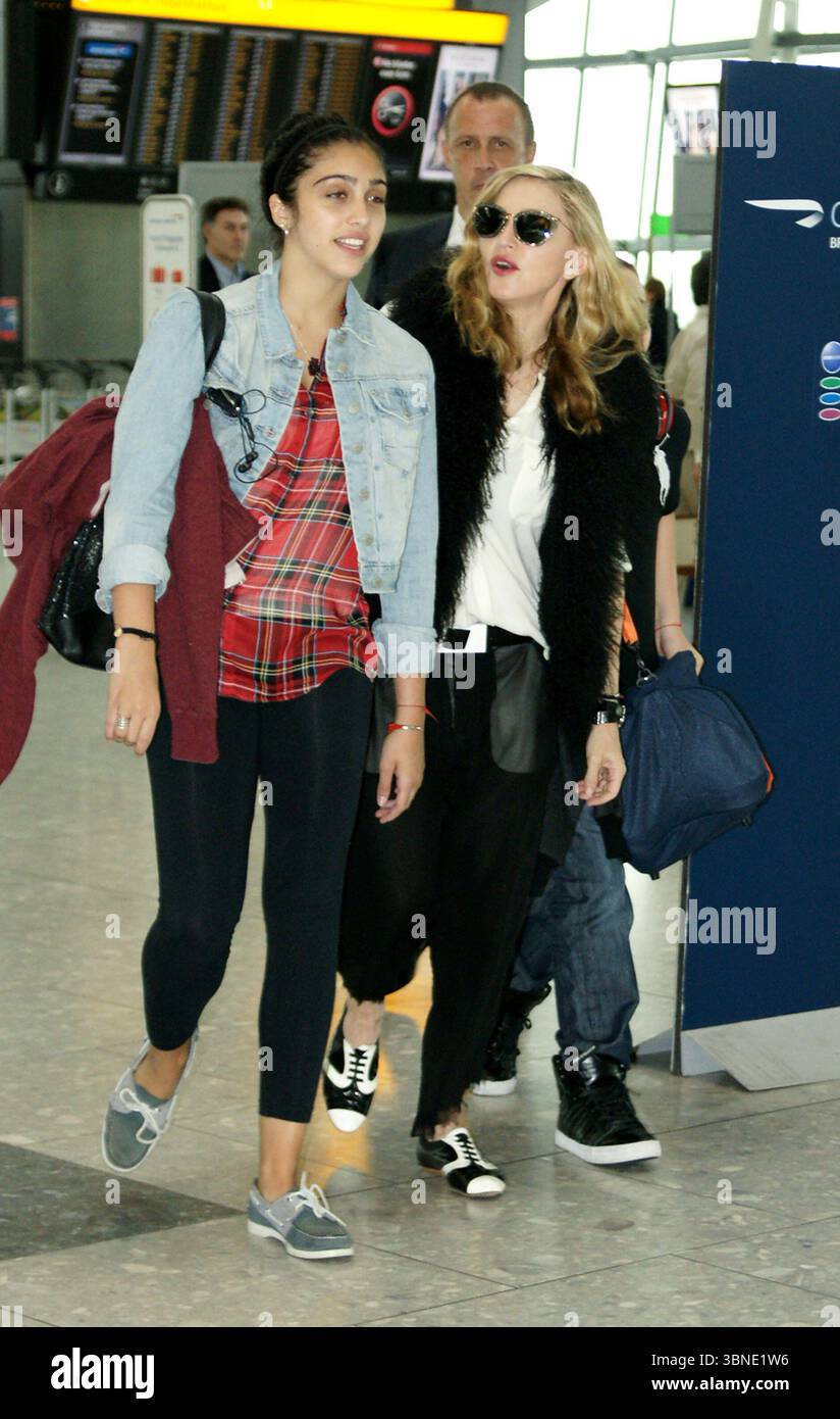 Madonna with her daughter Lourdes Maria Ciccone Leon at Heathrow ...