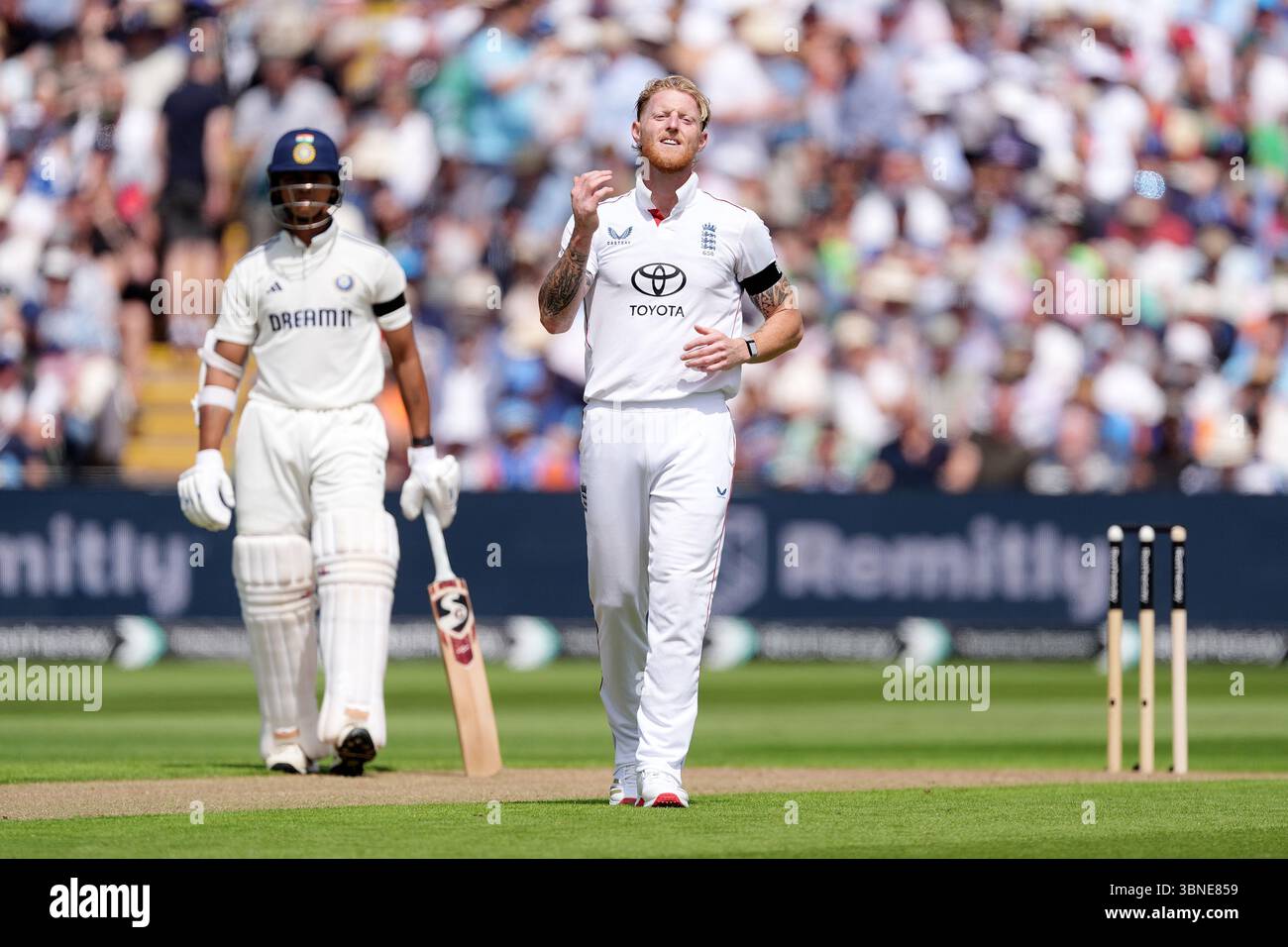 England's Ben Stokes reacts on day one of the Second Rothesay Men's ...