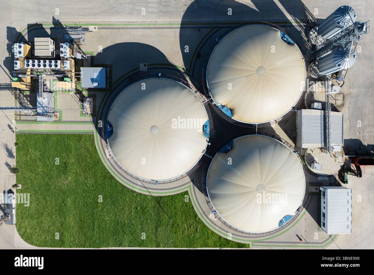 Aerial view of biogas plant for biomethane production Stock Photo - Alamy
