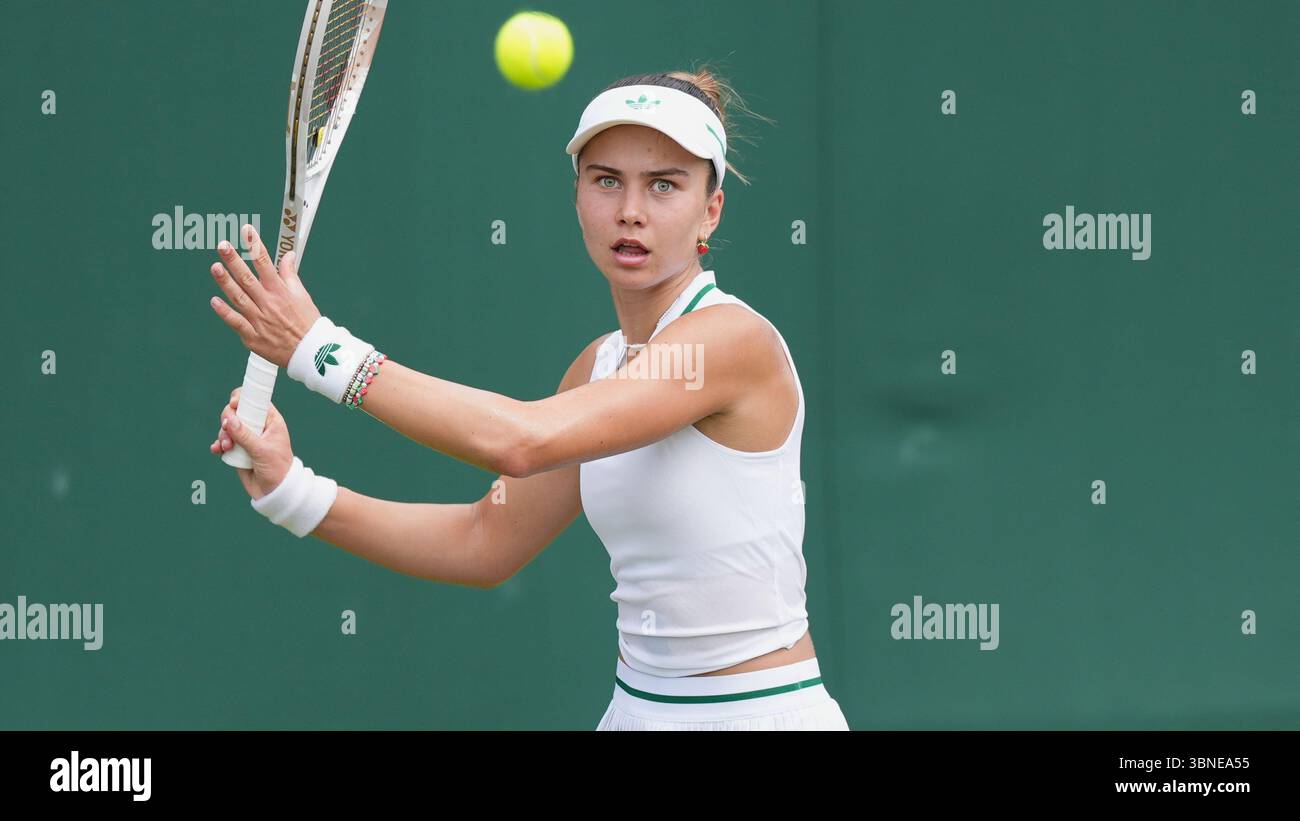 Iva Jovic of the U.S. during their first round match of the Wimbledon ...