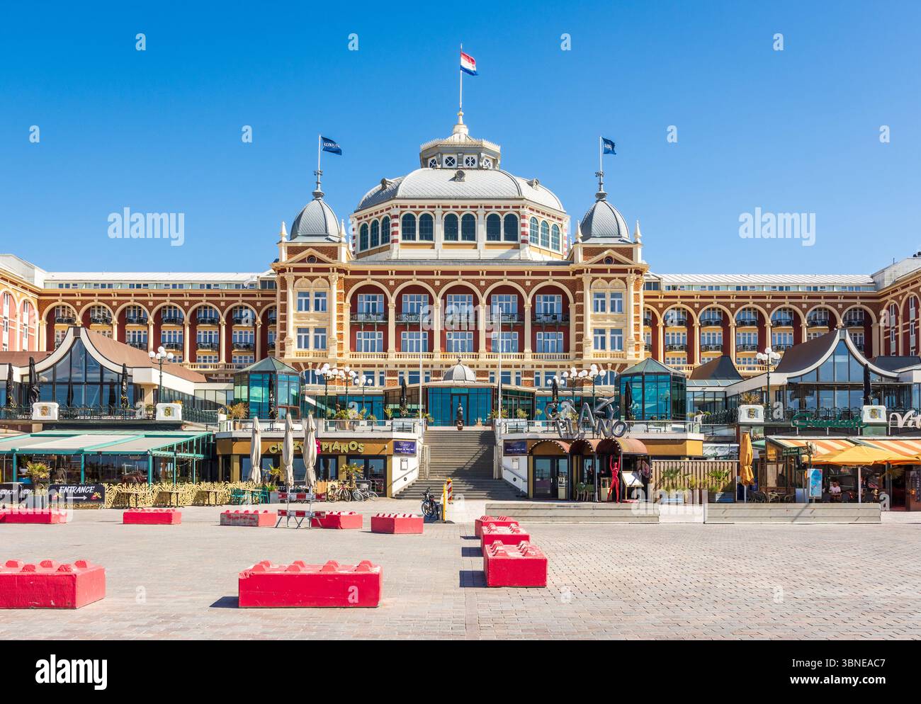 Seaside facade of the Kurhaus hotel in Scheveningen resort, The Hague ...