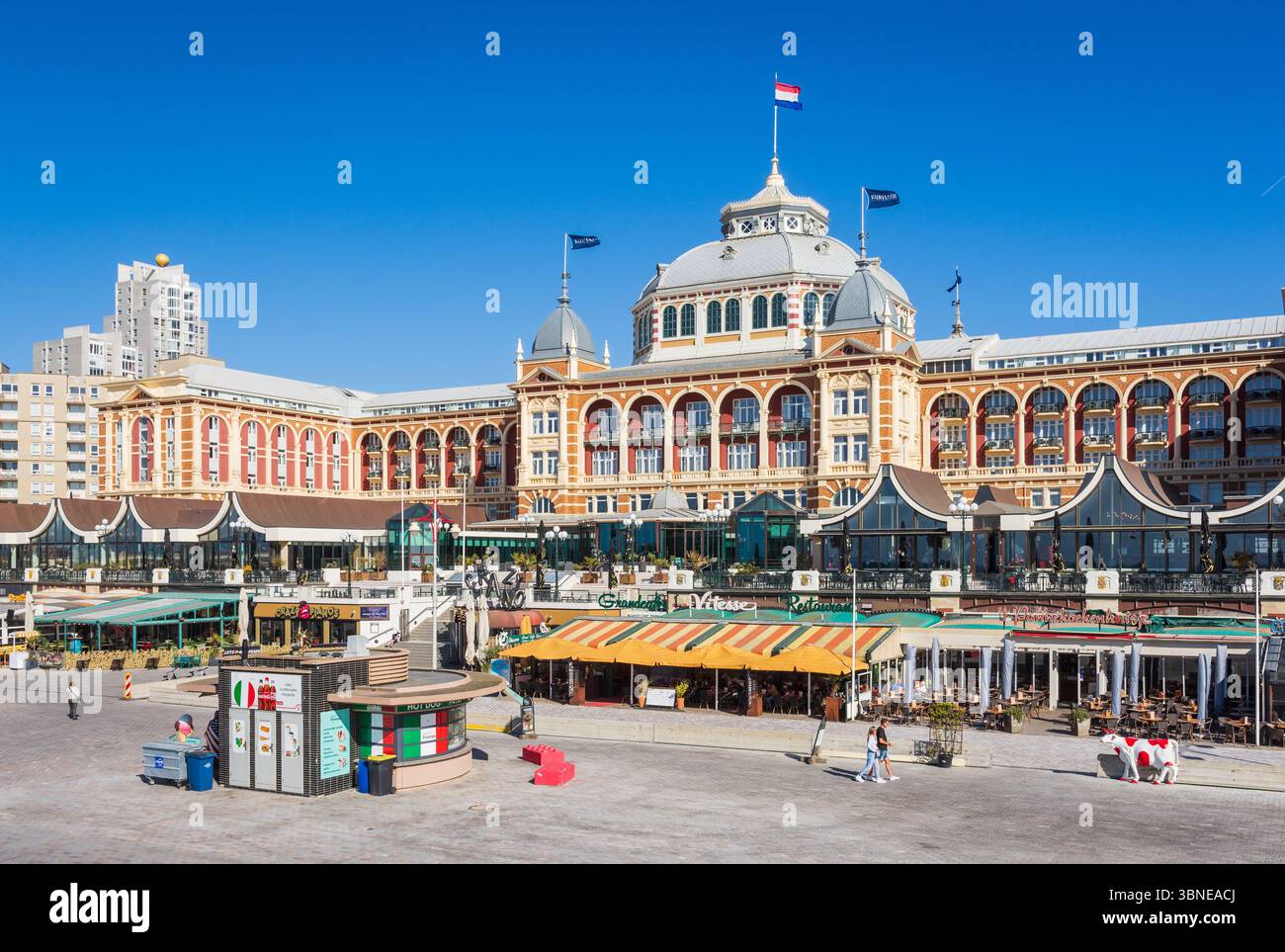 Seaside facade of the Kurhaus hotel in Scheveningen resort, The Hague ...