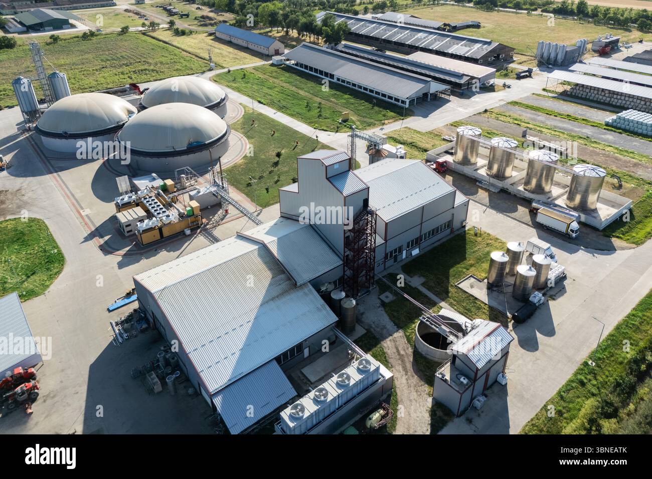Aerial view of biogas plant for biomethane production Stock Photo - Alamy