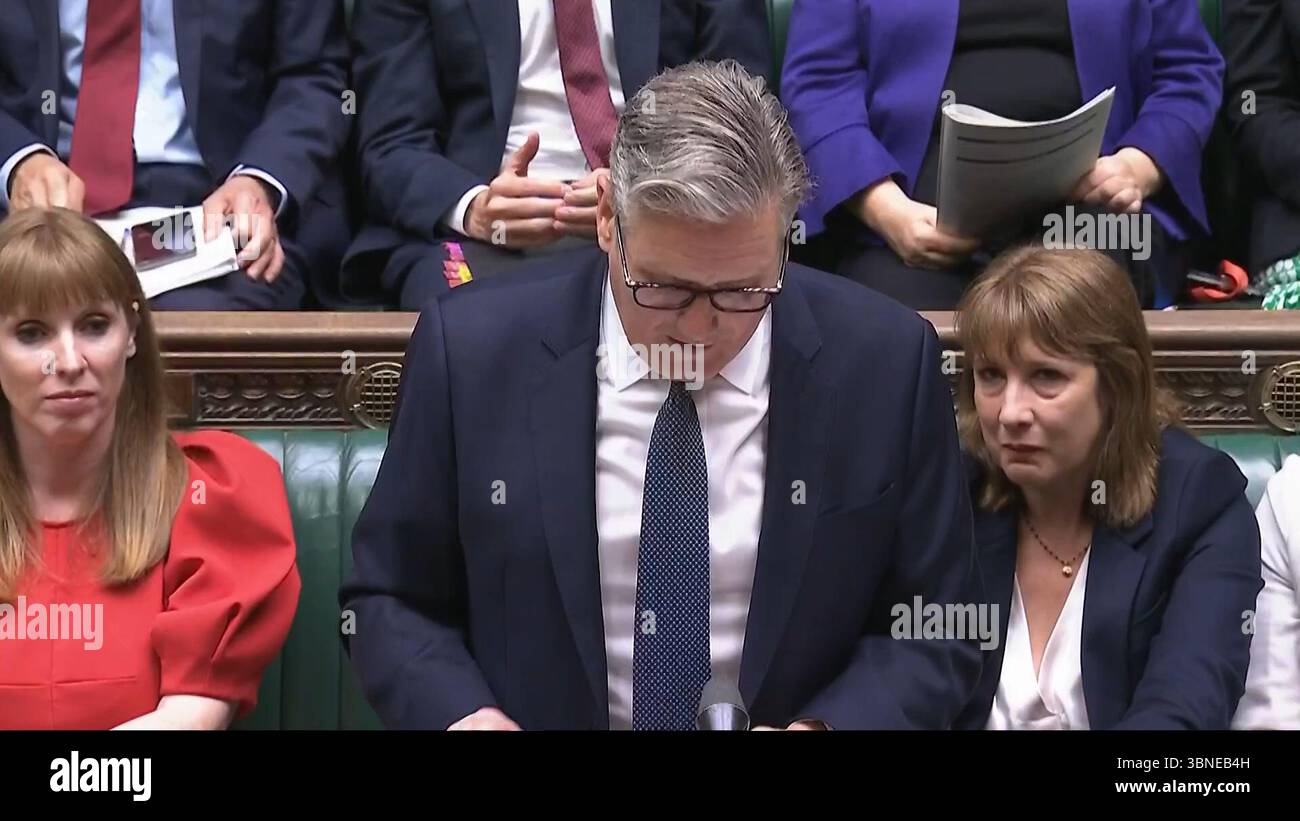 Screen grab of Chancellor of the Exchequer Rachel Reeves (right) crying ...