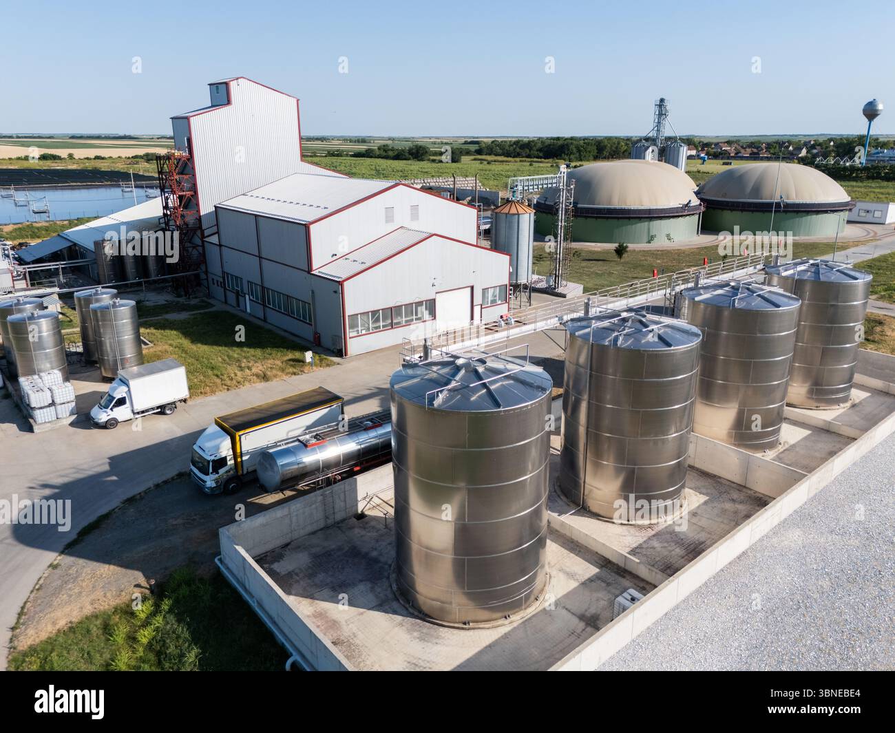 Aerial view of biogas plant for biomethane production Stock Photo - Alamy