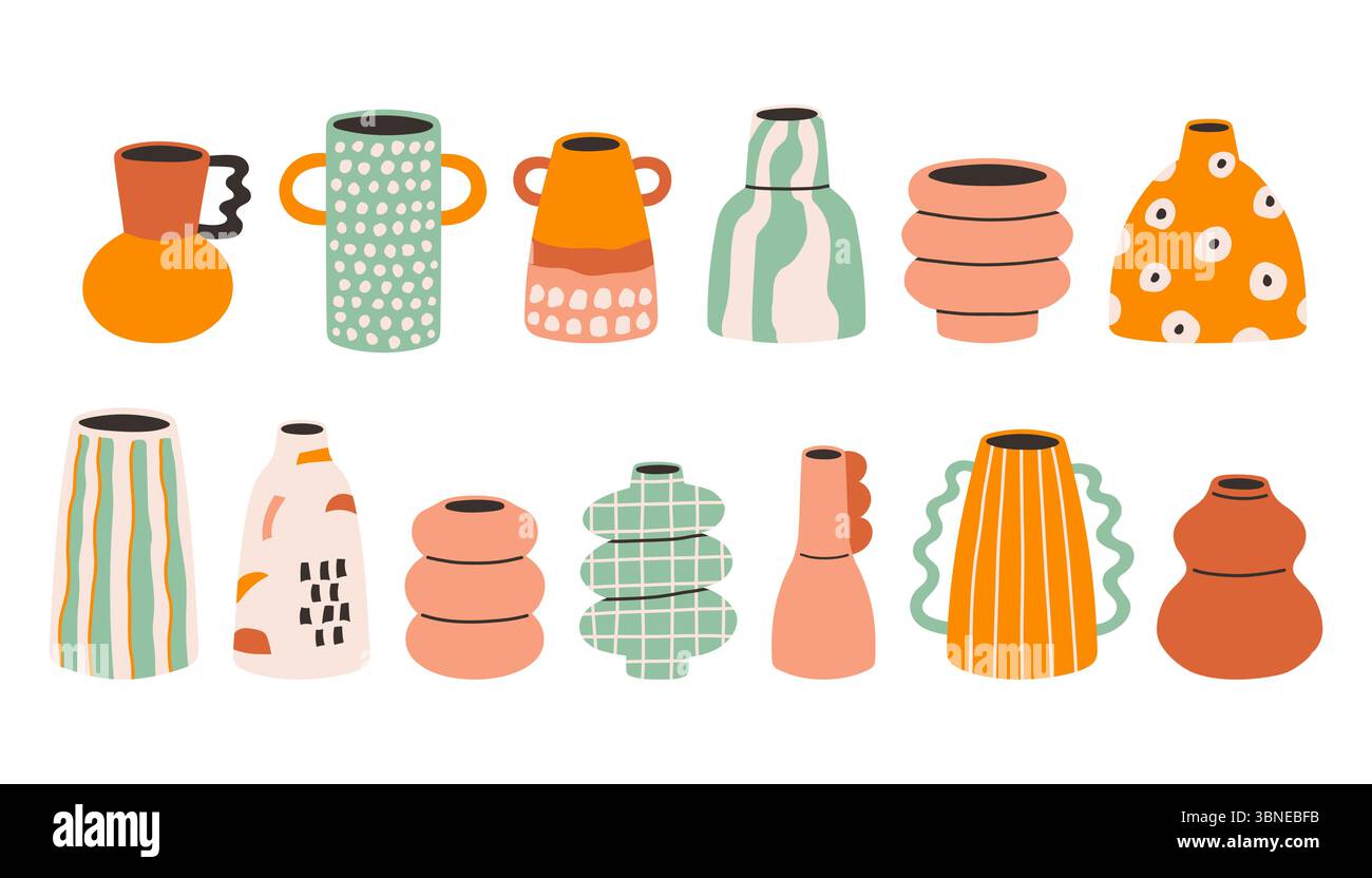 Dopamine vase set. Collection of various geometric vases. Different ...