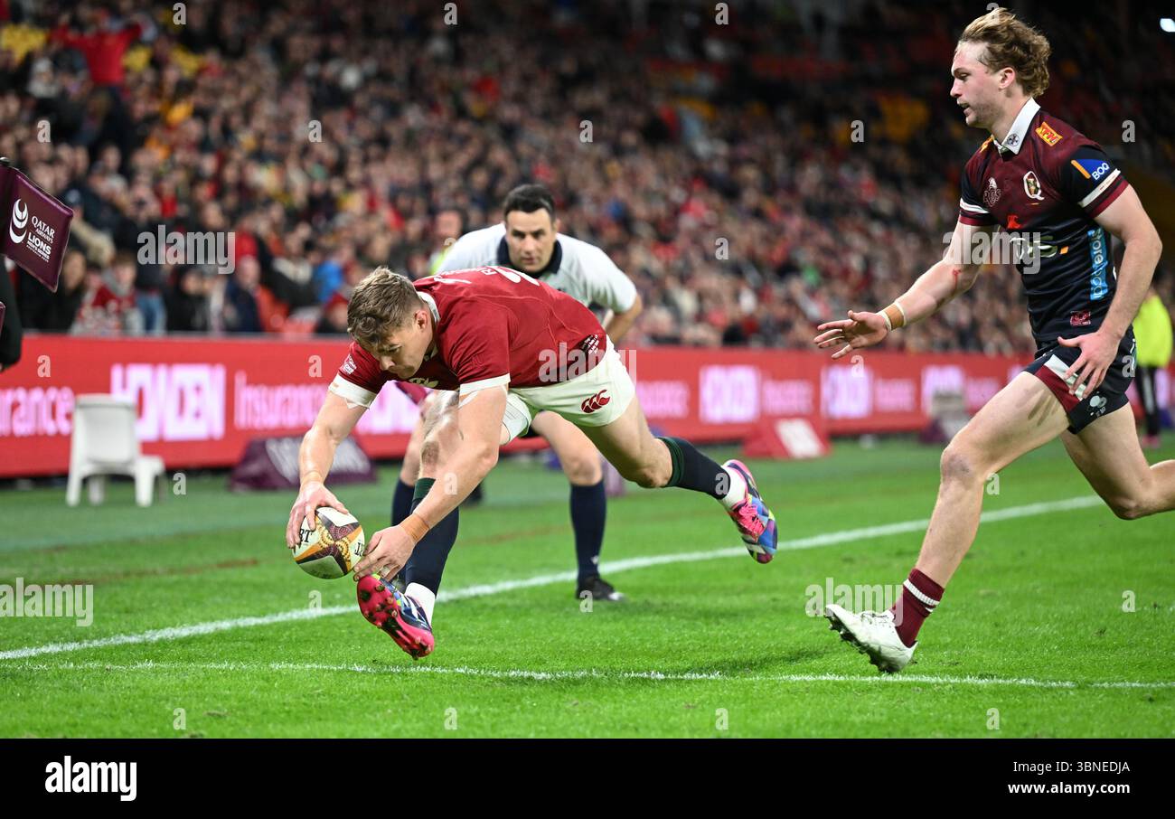 Garry Ringrose of the Lions scores a try during the British and Irish ...