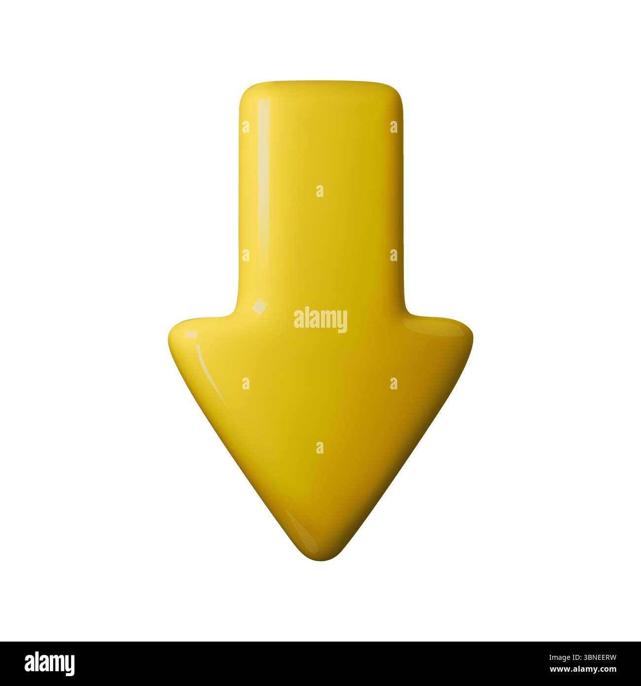 Bright yellow 3D downward arrow vector illustration, perfect for ...