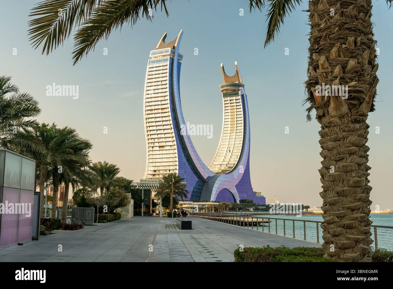 Doha, Lusail city, Qatar - February 1, 2025: Crescent tower from Al ...