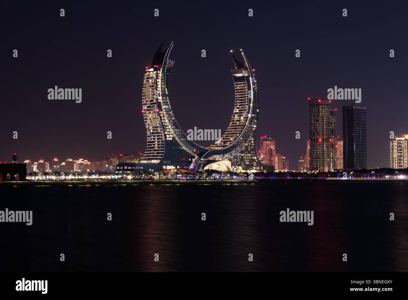 Doha, Lusail city, Qatar - February 1, 2025: Katara Hospitality Tower ...
