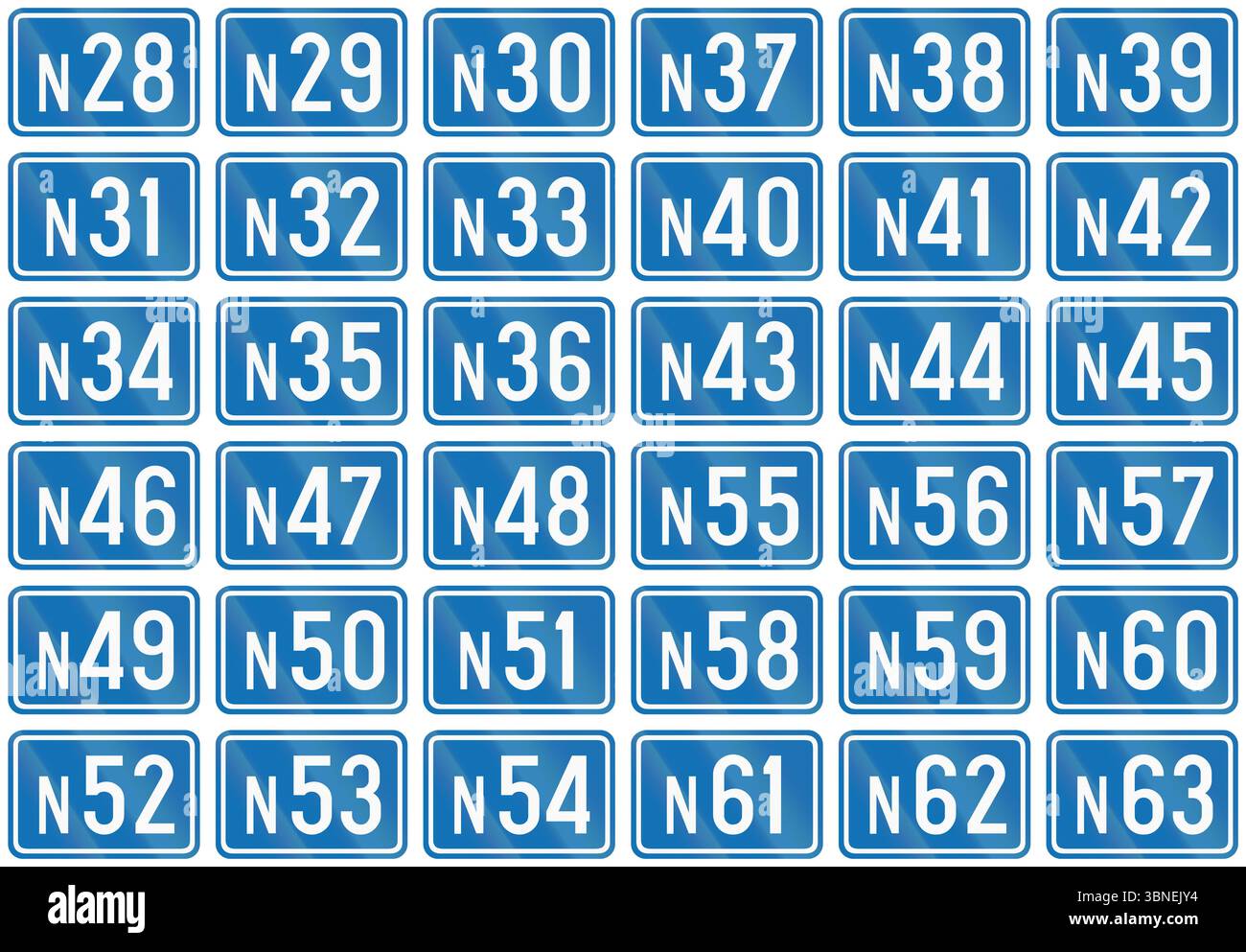 Collection of federal road shields used in Belgium Stock Photo - Alamy