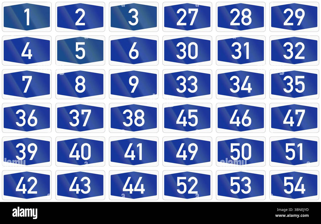 Collection of Numbered highway shields of German Autobahn system Stock ...