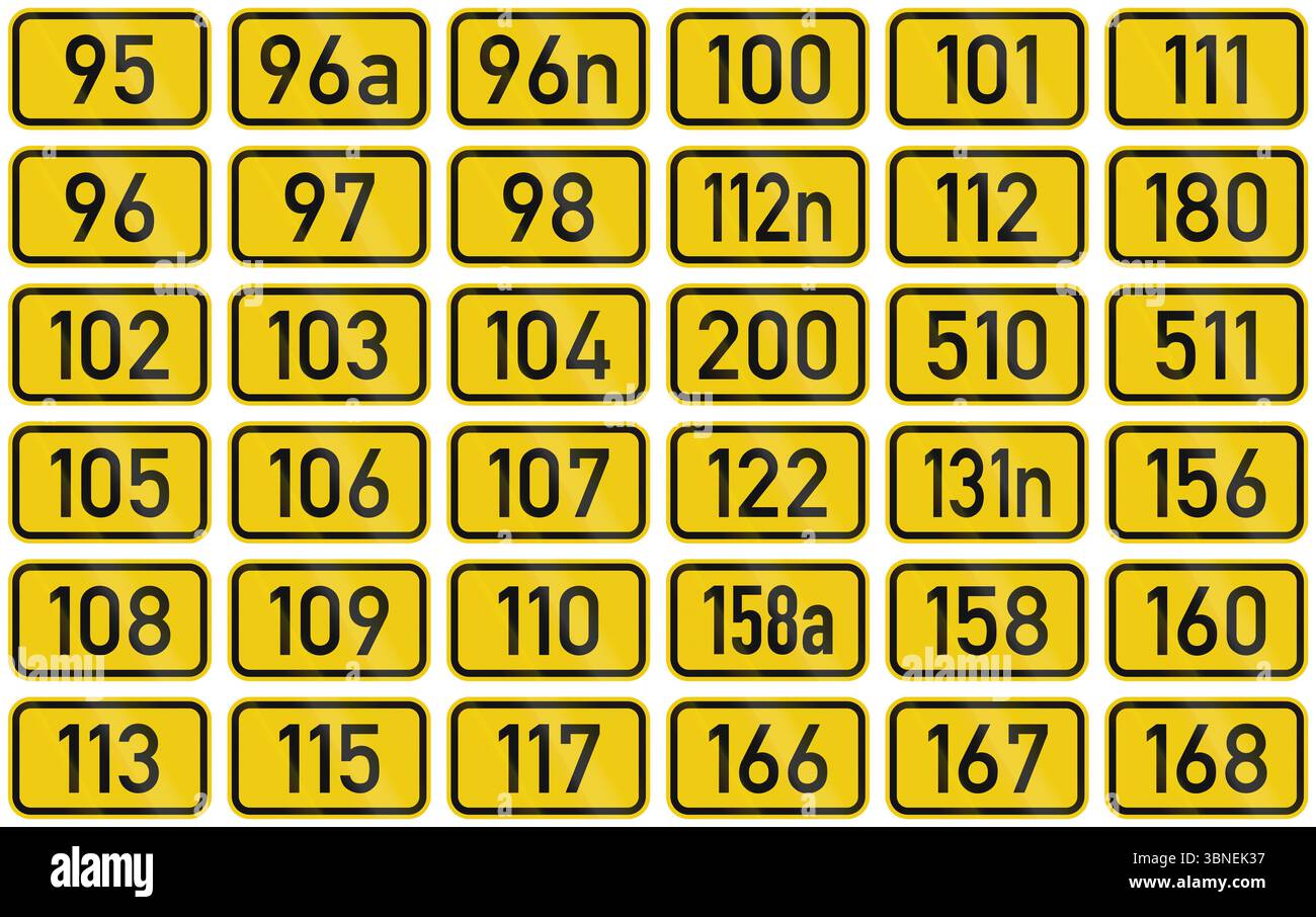 Collection of Numbered highway shields of German Bundesstrassen ...