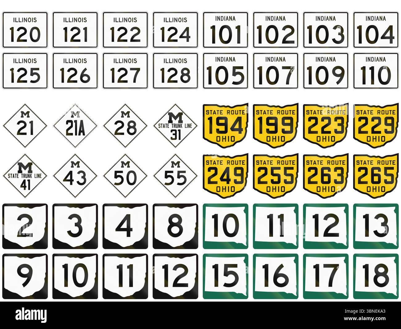Collection of Route shields in different states of the US Stock Photo ...