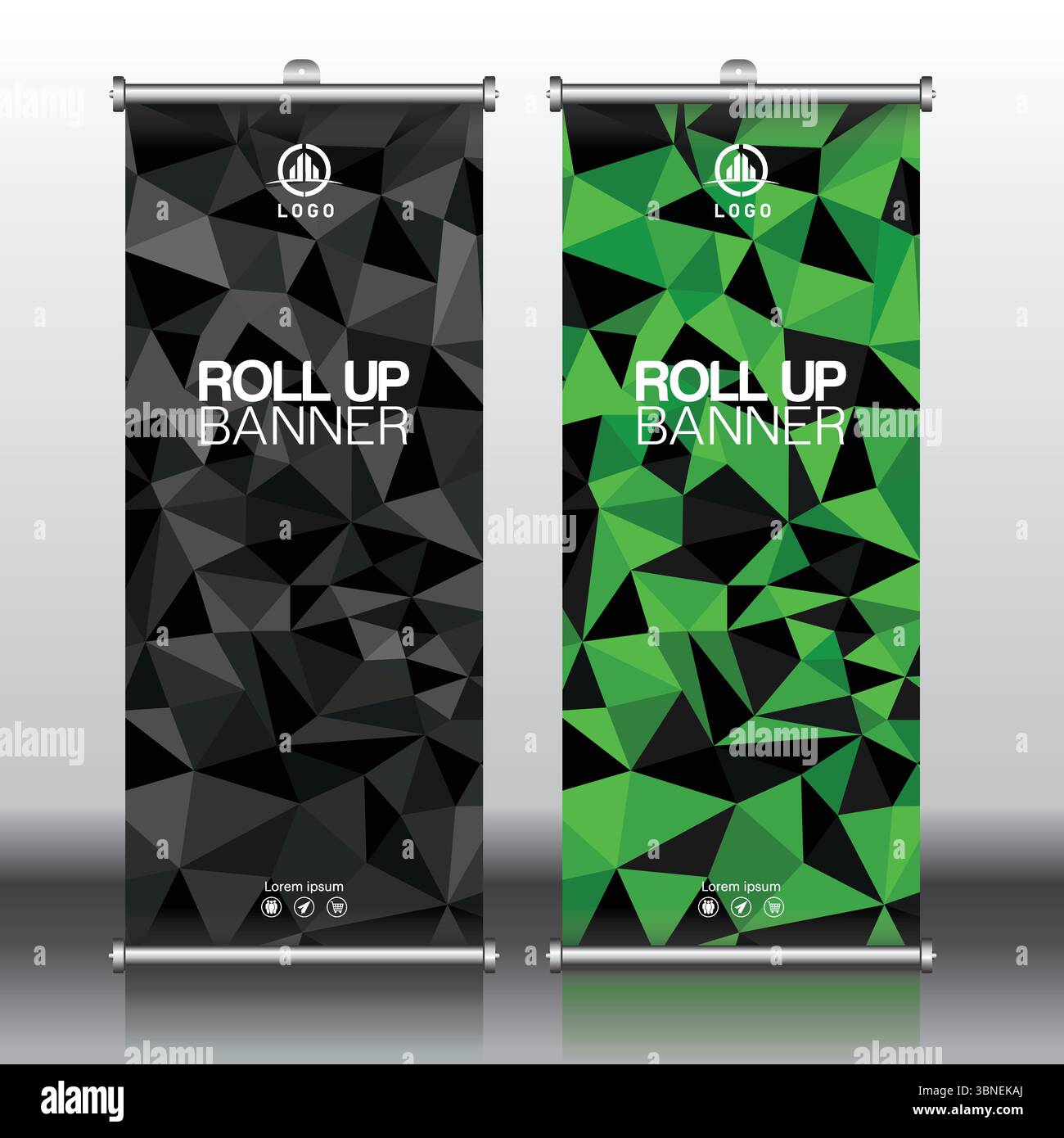 Roll Up Banner Design - Modern X-Banner and Flag-Banner Template Stock ...