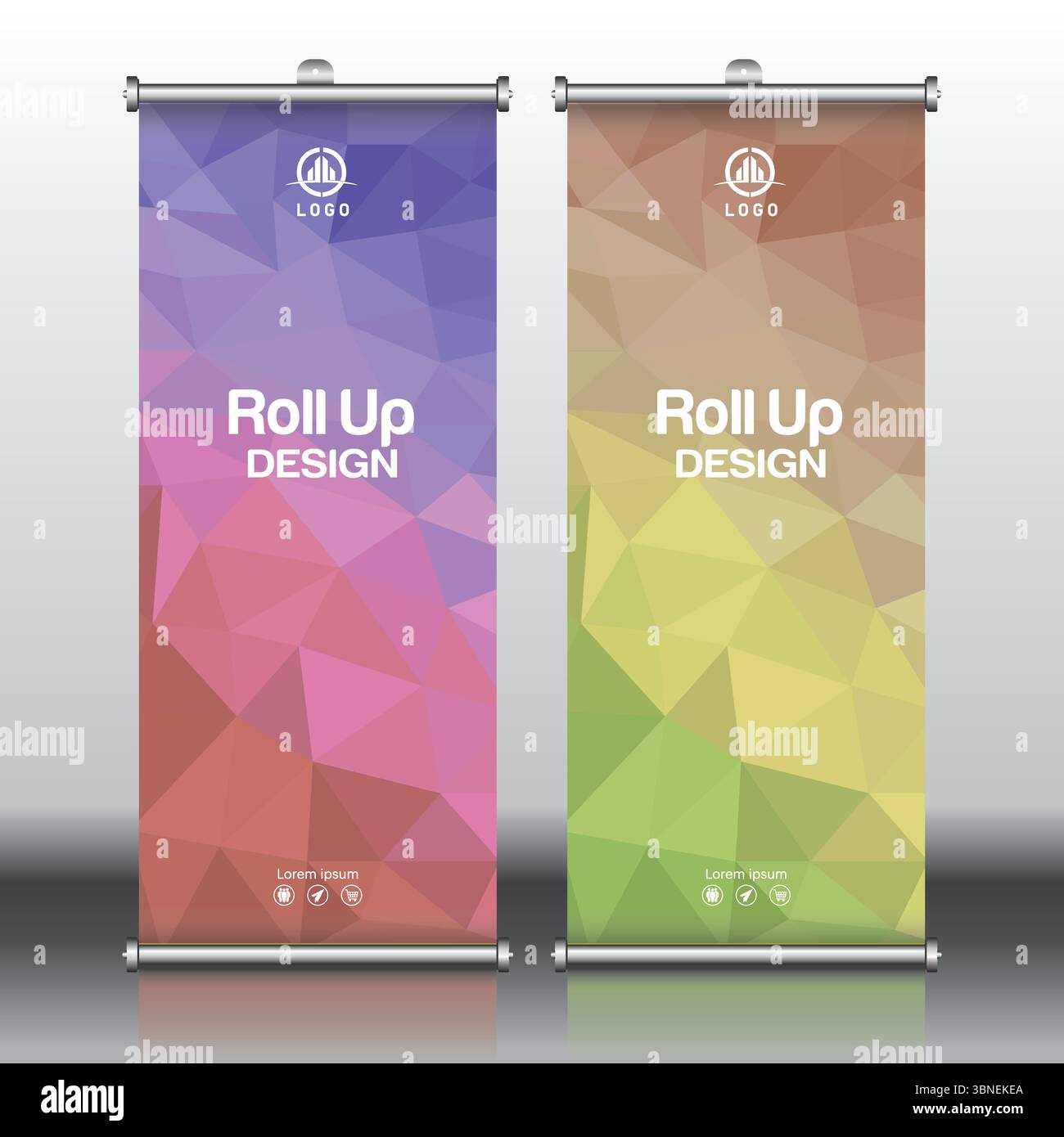 Roll Up Banner Design - Modern X-Banner and Flag-Banner Template Stock ...