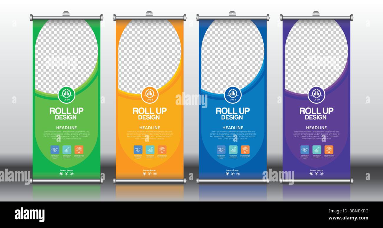Roll Up Banner Design - Modern X-Banner and Flag-Banner Template Stock ...