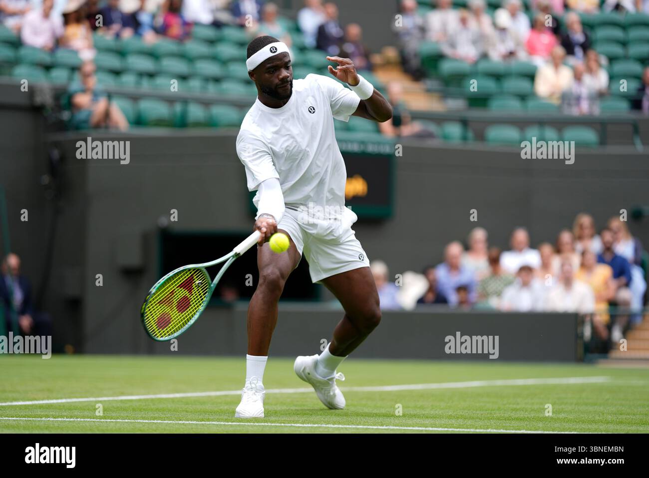 Frances Tiafoe in action against Cameron Norrie on day three of the ...