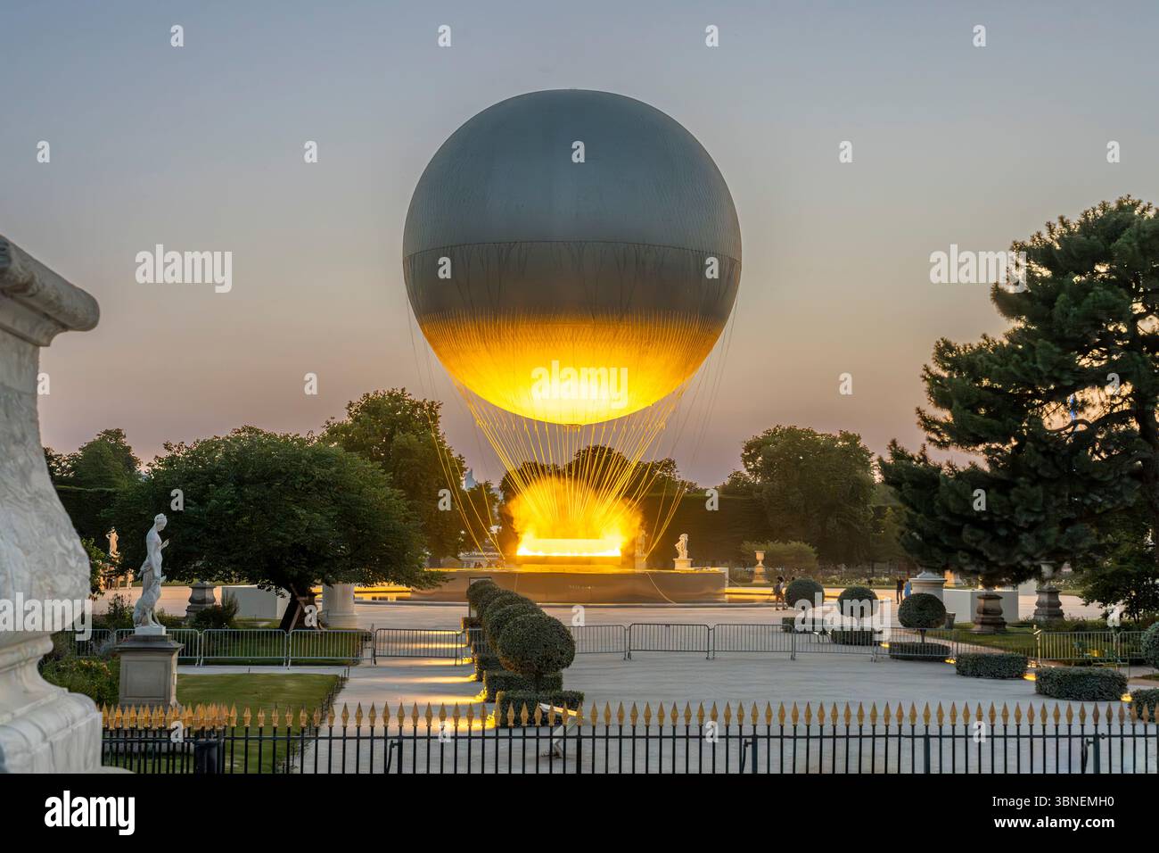 Paris, France - 07 01 2025: panoramic view of the Olympic cauldron in ...