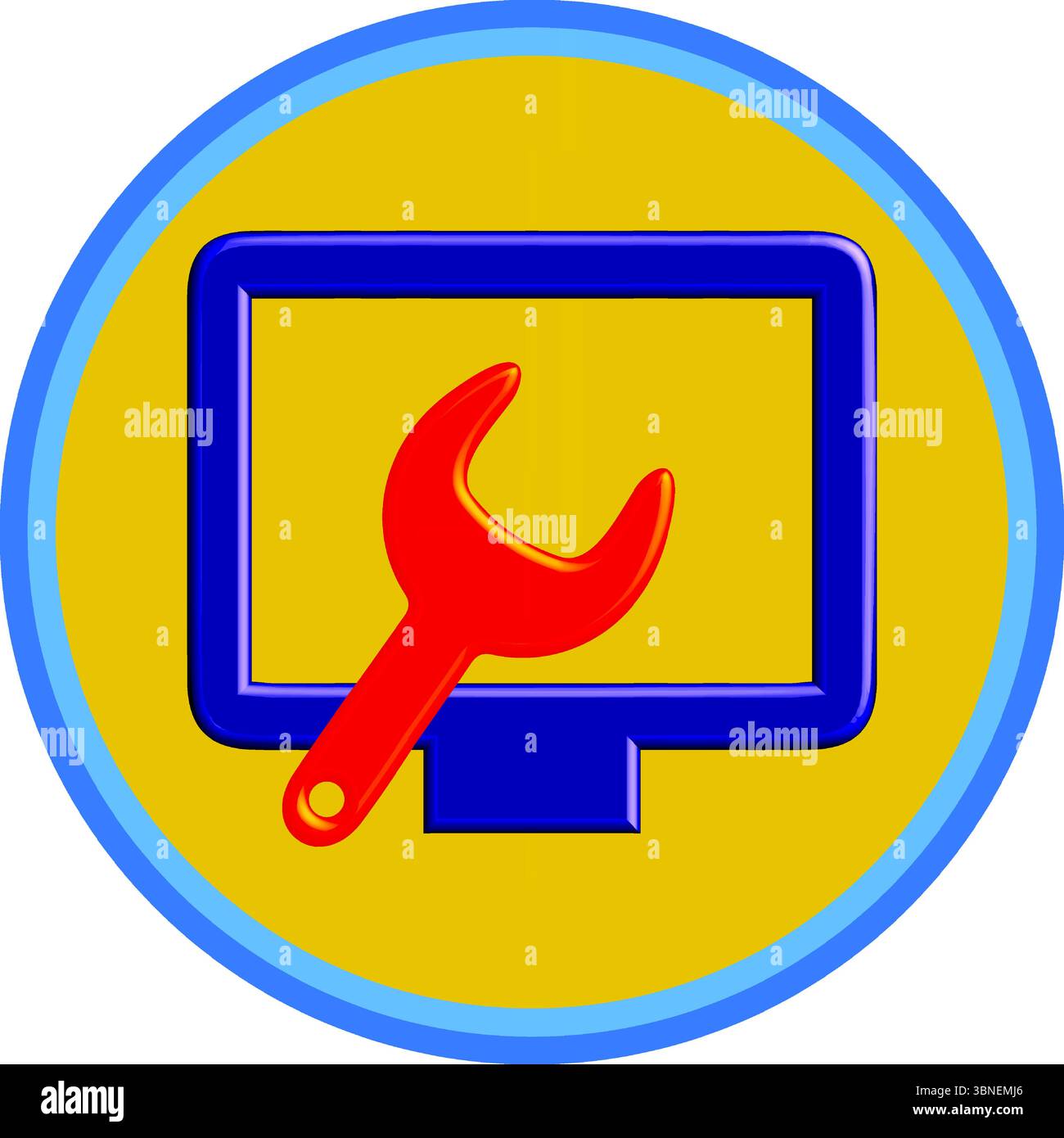 Computer Repair and Service Icon - Monitor and Wrench Stock Vector ...