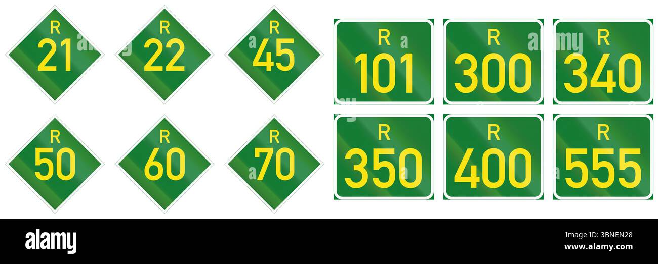 Collection of South African provincial and regional route signs Stock ...