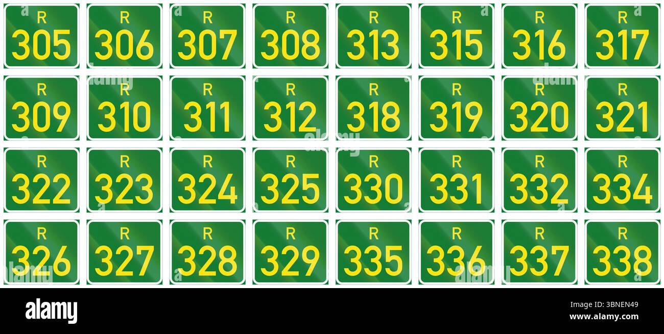 Collection of South African Regional route signs Stock Photo - Alamy