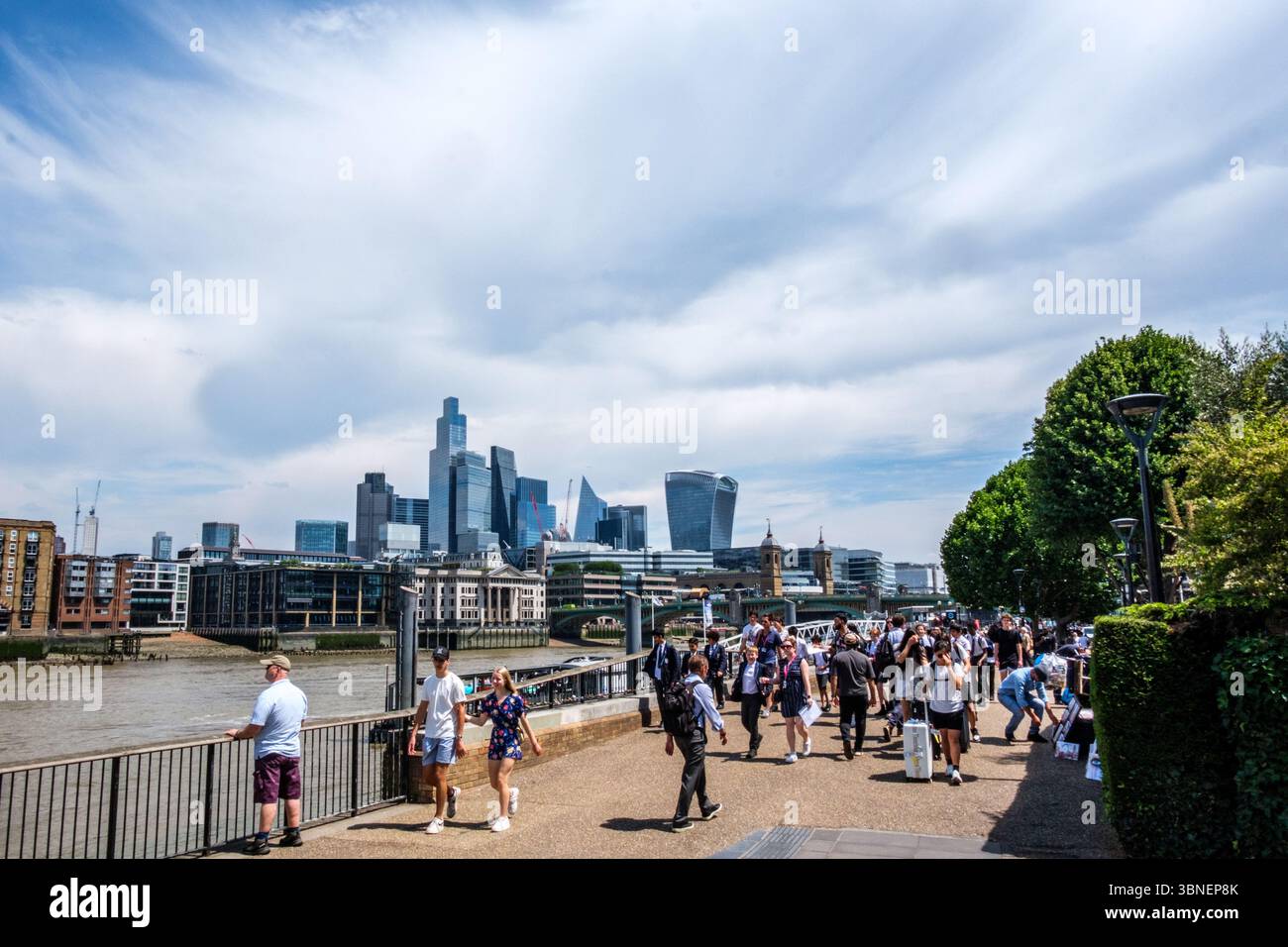 London UK, July 01 2025, Group Or Crowd Of People Tourists Walking ...