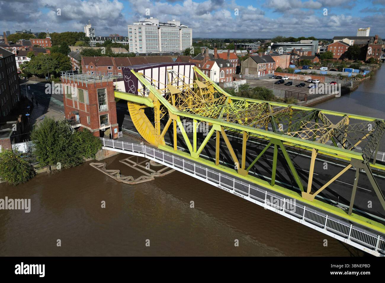 aerial view of Drypool Bridge, bridge over the river Hull, Scherzer ...