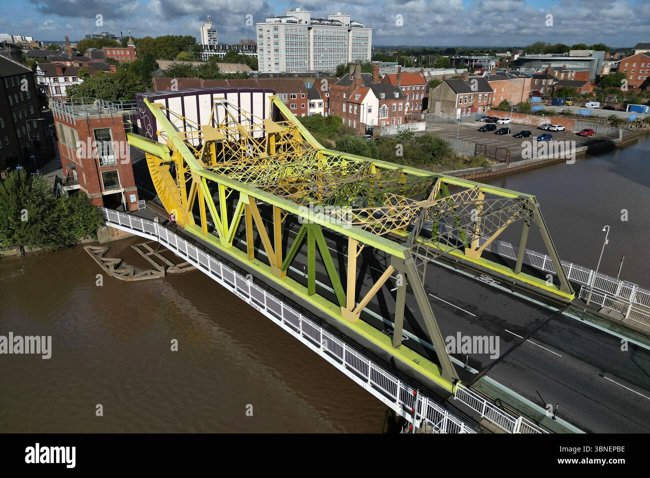 aerial view of Drypool Bridge, bridge over the river Hull, Scherzer ...