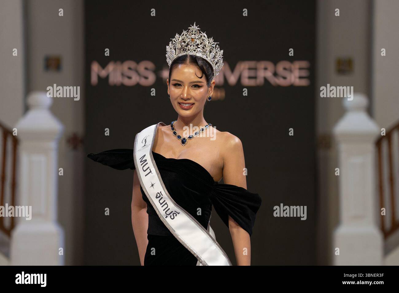 Bangkok, Thailand. 30th June, 2025. The 72nd Miss World, Opal Suchata walks the runway preshow ...