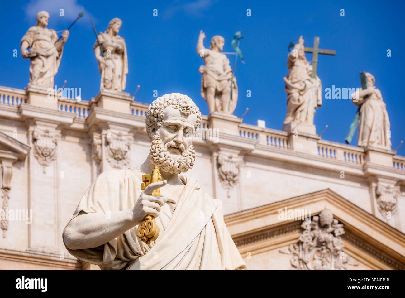 Statue of St. Peter in front of St. Peter's Basilica, Vatican, Rome ...