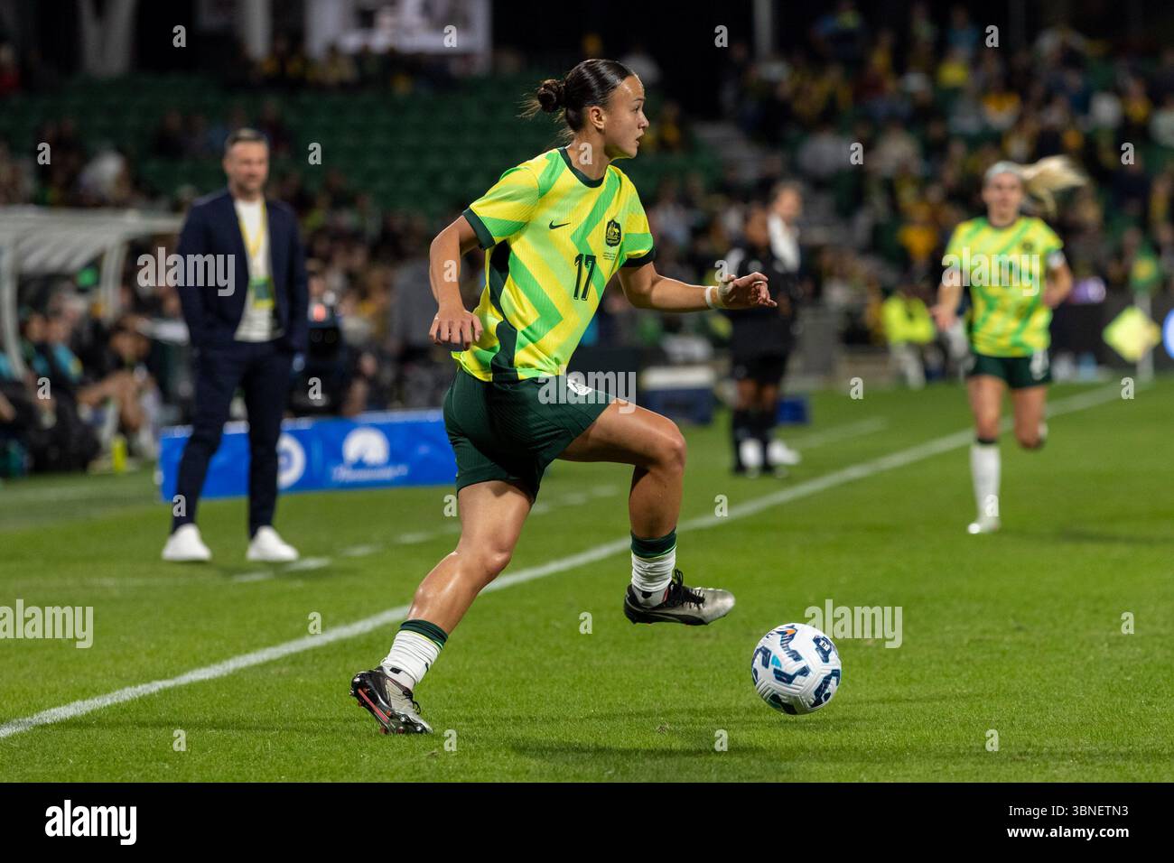 Amy Sayer (17 Australia) with a pass during the Women’s International ...
