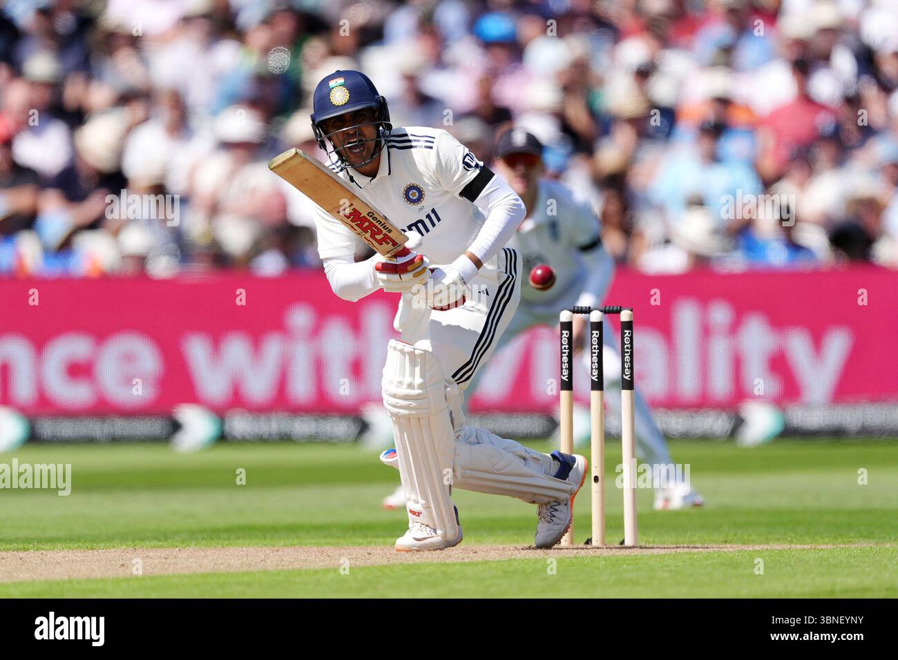 India's Shubman Gill batting on day one of the Second Rothesay Men's ...