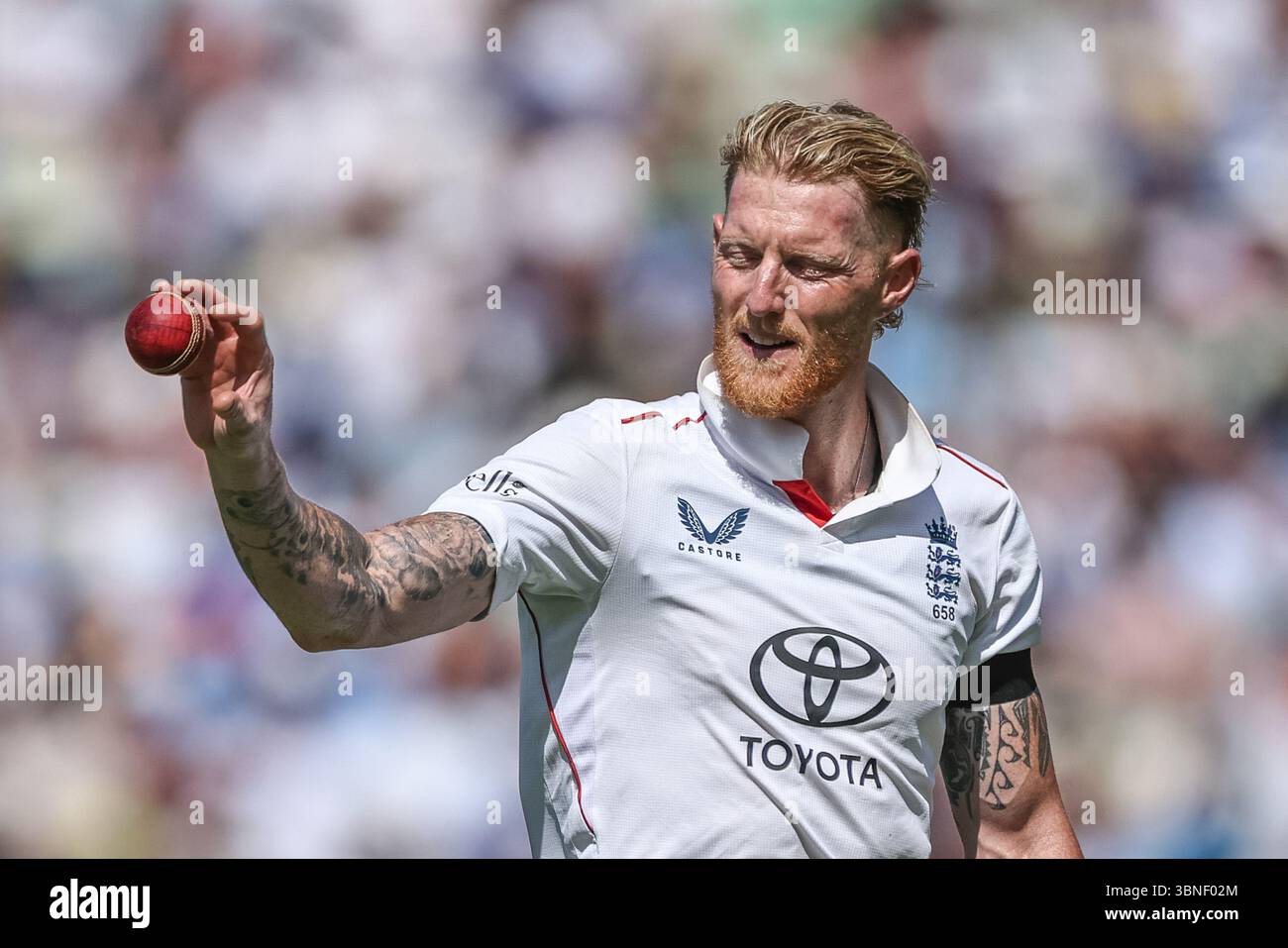 England captain Ben Stokes catches the ball during the 2nd Rothesay ...