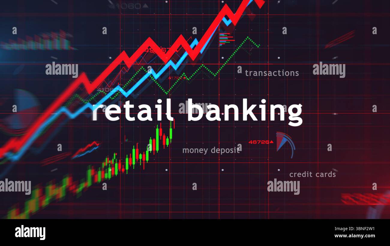 Retail banking and money business charts and graphs diagram concept 3d ...