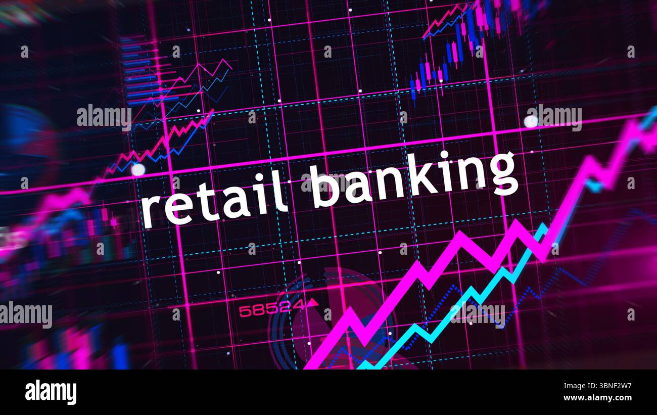 Retail banking and money business charts and graphs diagram concept 3d ...