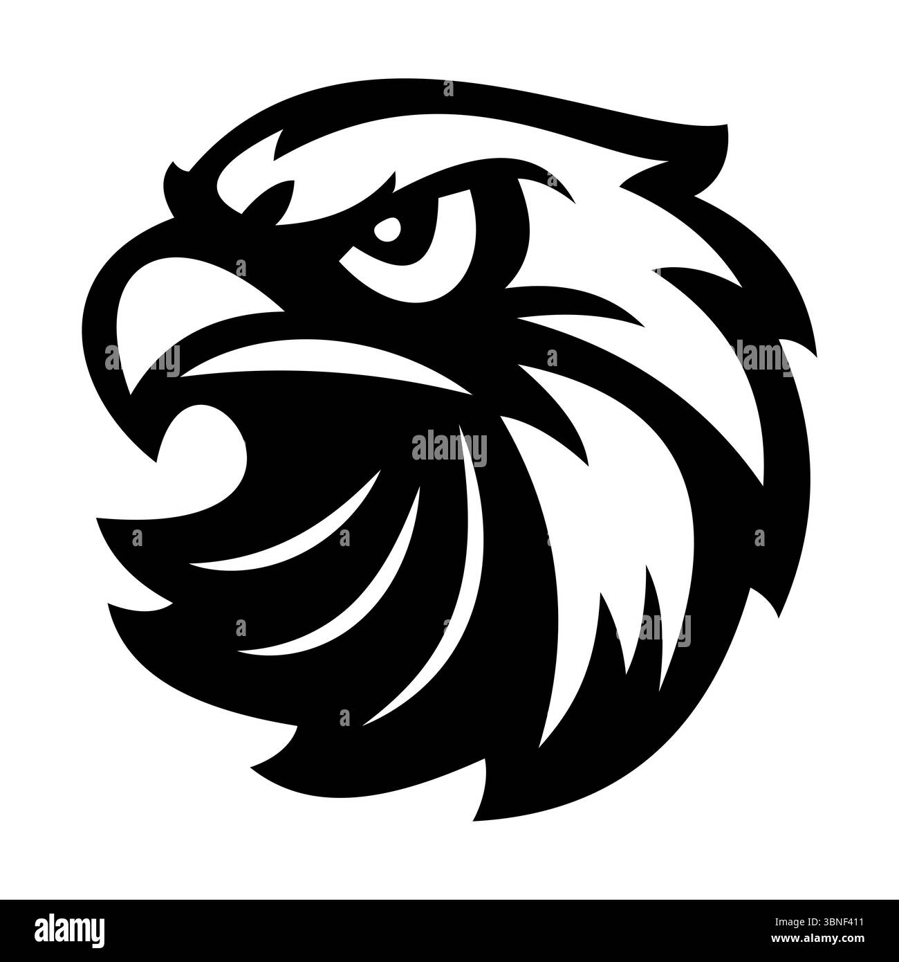 Aggressive Eagle Head Vector Illustration. Bold black and white vector ...