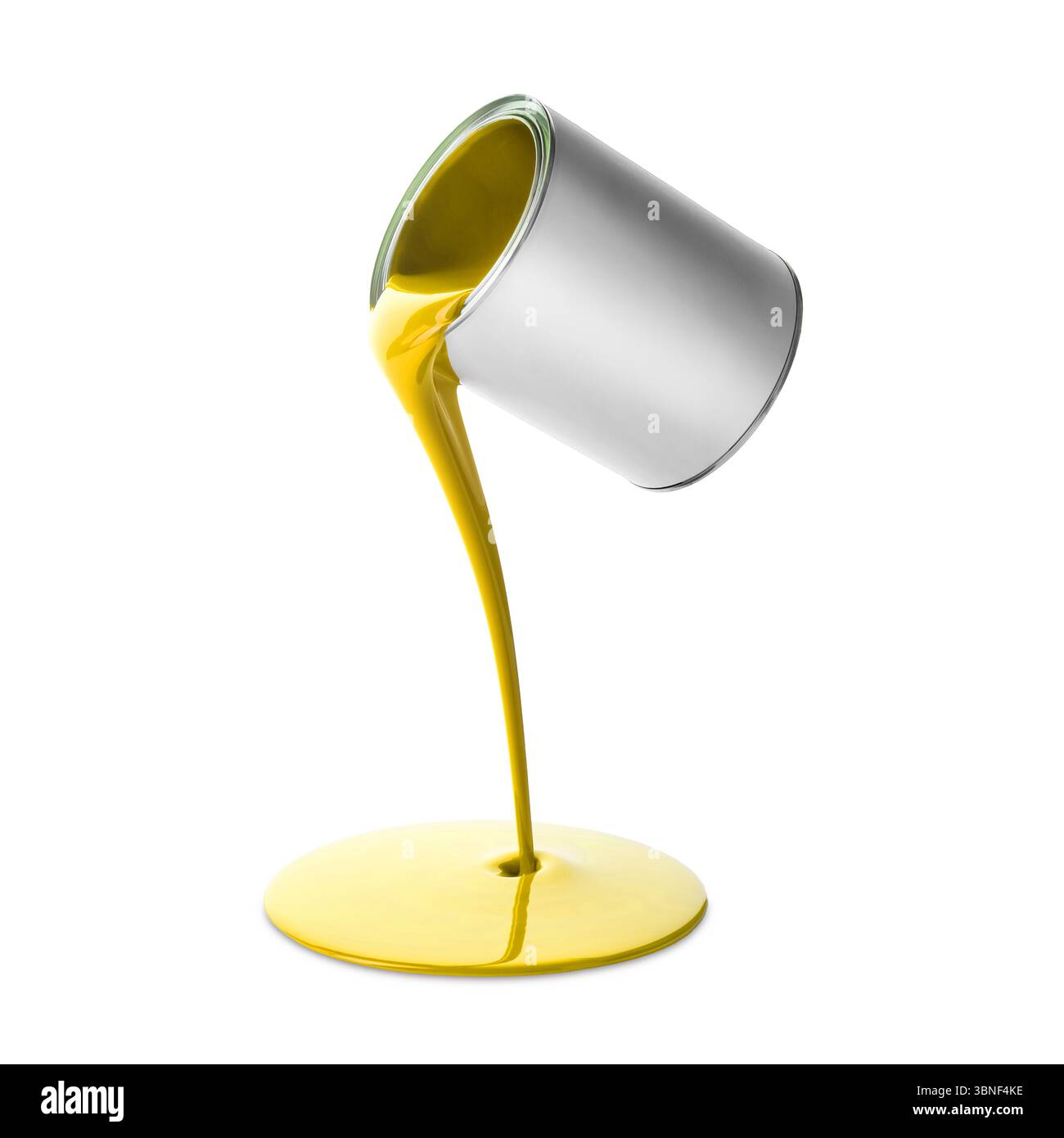 Golden paint pouring out of can on white background Stock Photo - Alamy