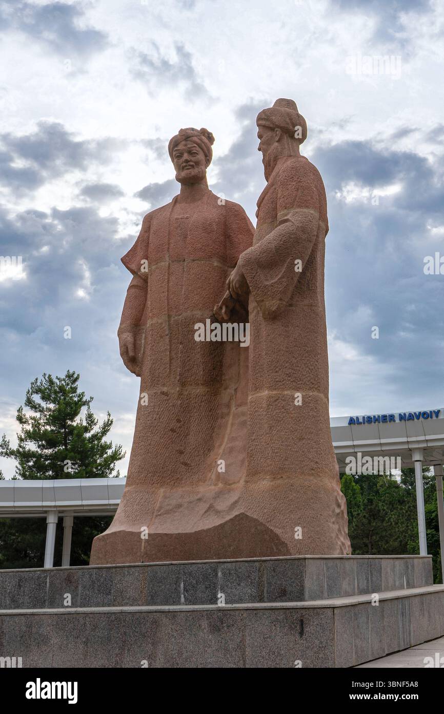 Samarkand, Uzbekistan - May 27, 2025: A monument to two representatives ...