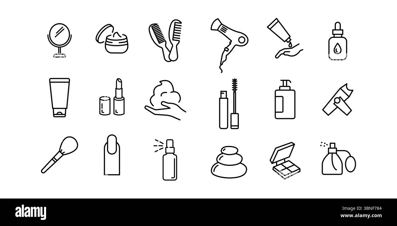 Salon related premium icon set. Vector elements with editable stroke. Isolated on a white ...