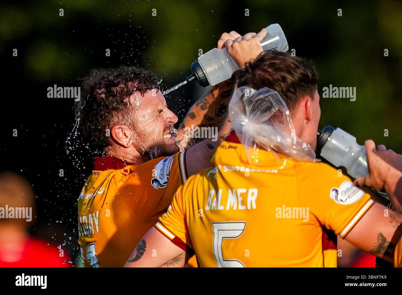 HENGELO, NETHERLANDS - JULY 1: Motherwell player Andy Halliday sprays ...