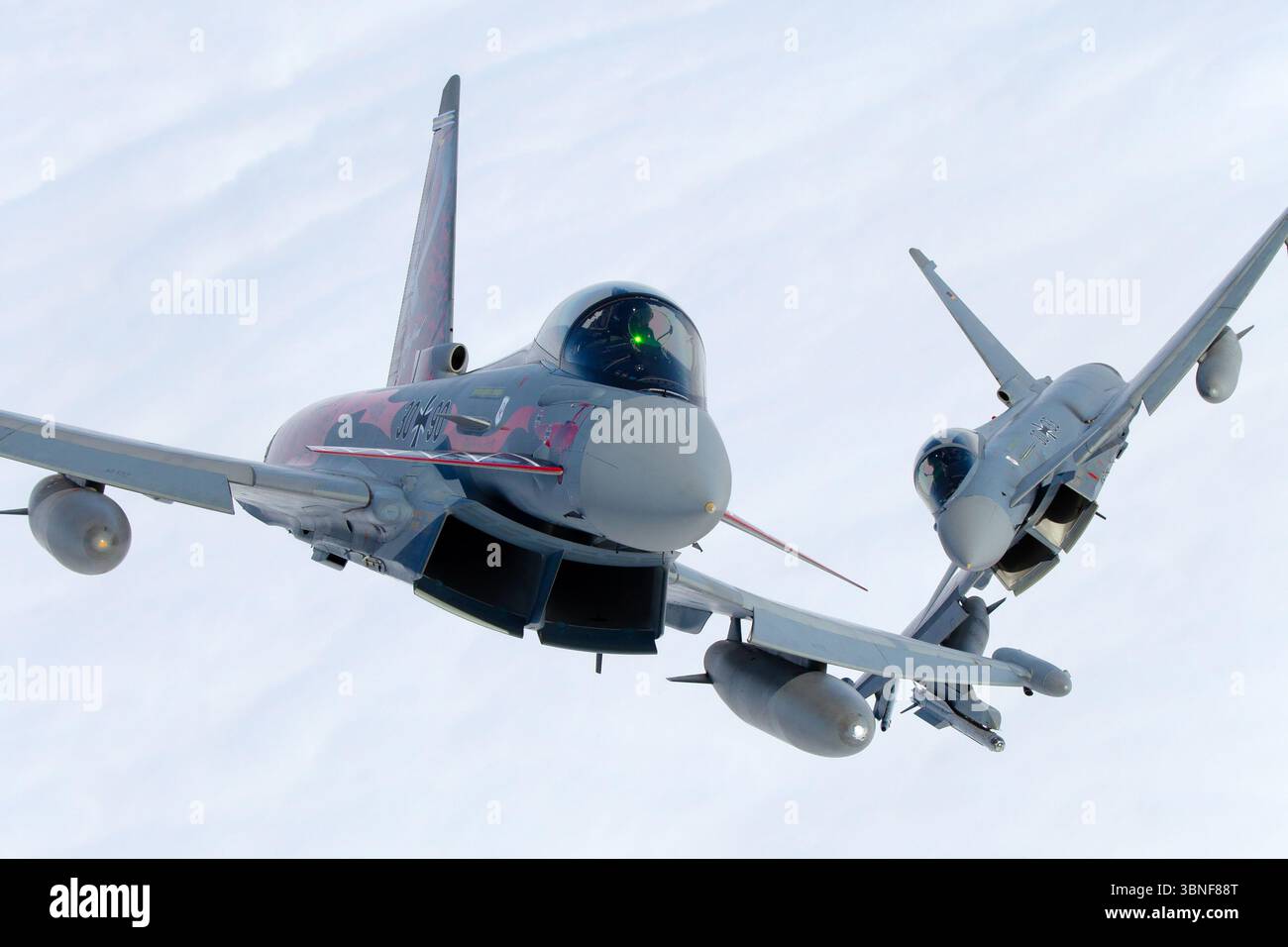 Two Luftwaffe Eurofighter EF-2000 Typhoon S aircraft, registered 3090 ...